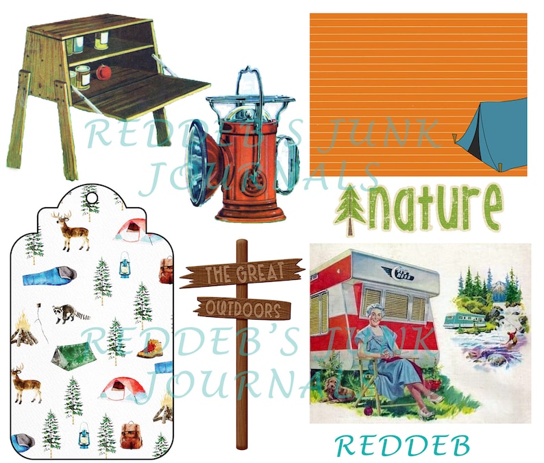 Retro Camping Clip Art: Junk Journal Kit (digital Download) - Etsy