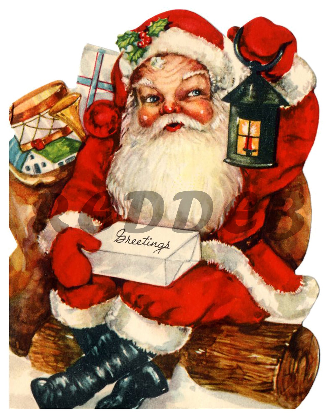 Vintage Santa Clip Art, Christmas Clip Art, Christmas Retro Clip Art, 4 ...