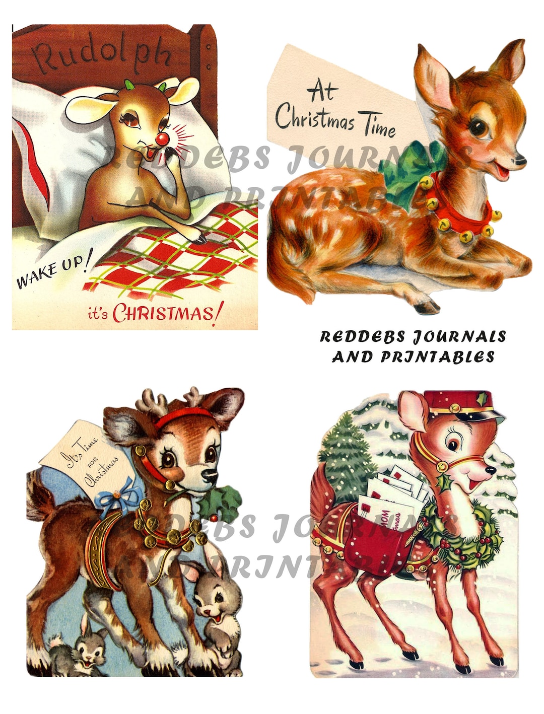Christmas Clip Art, Digital Download, PNG and JPG Images, Vintage Retro ...