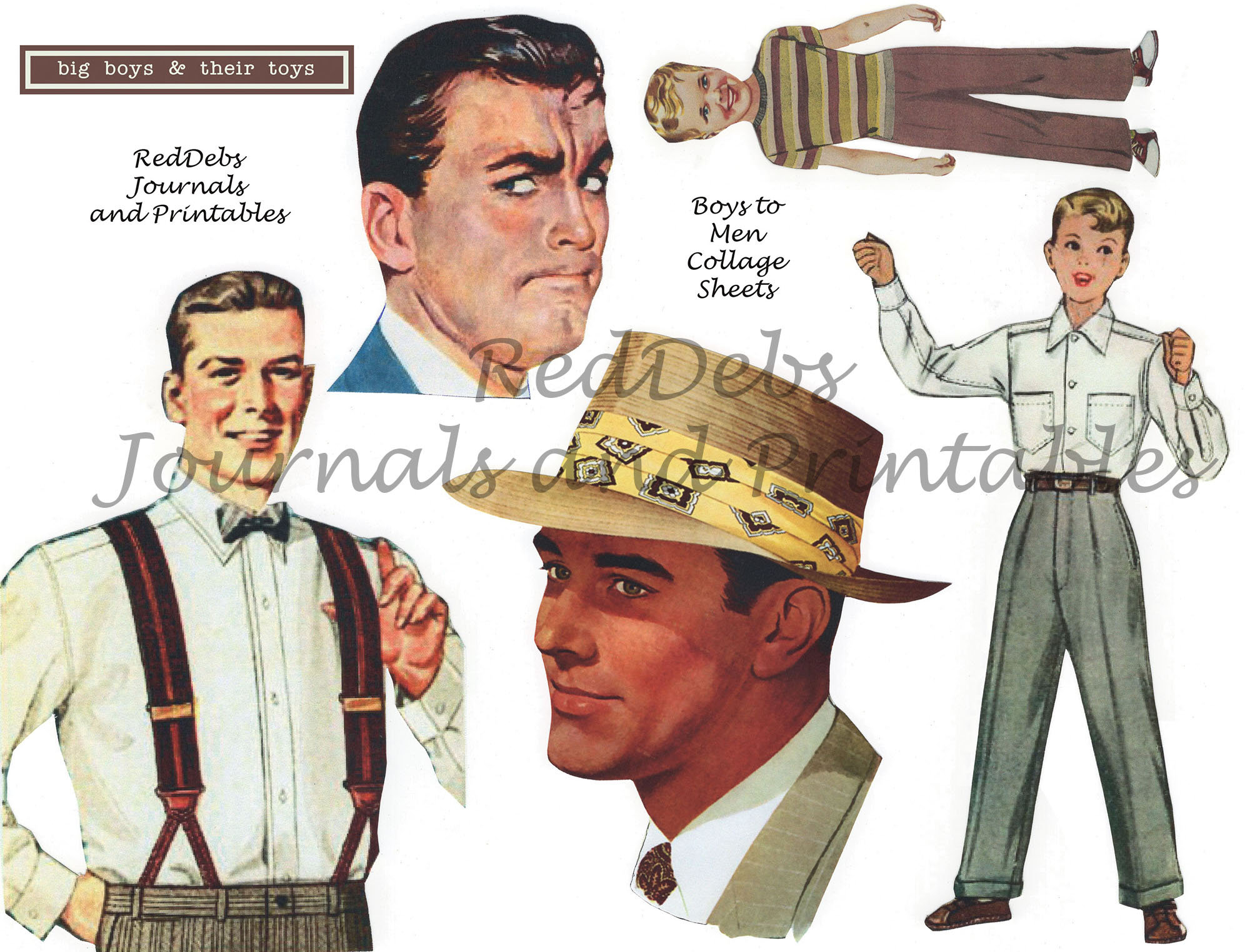 Boys and Men Clip Art Collage Sheet Images - Scrapbook Clip Art, Junk ...