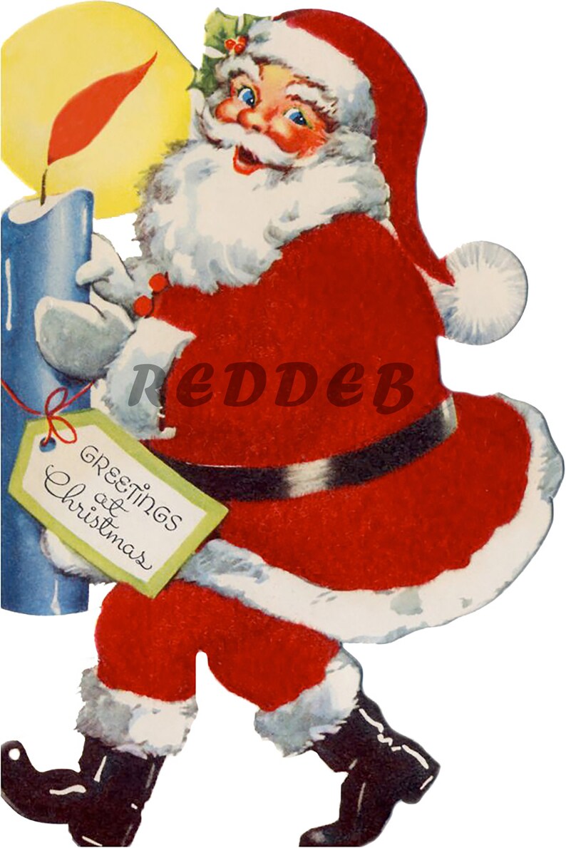 Vintage Santa Clip Art, Christmas Clip Art, Christmas Retro Clip Art, 4 ...