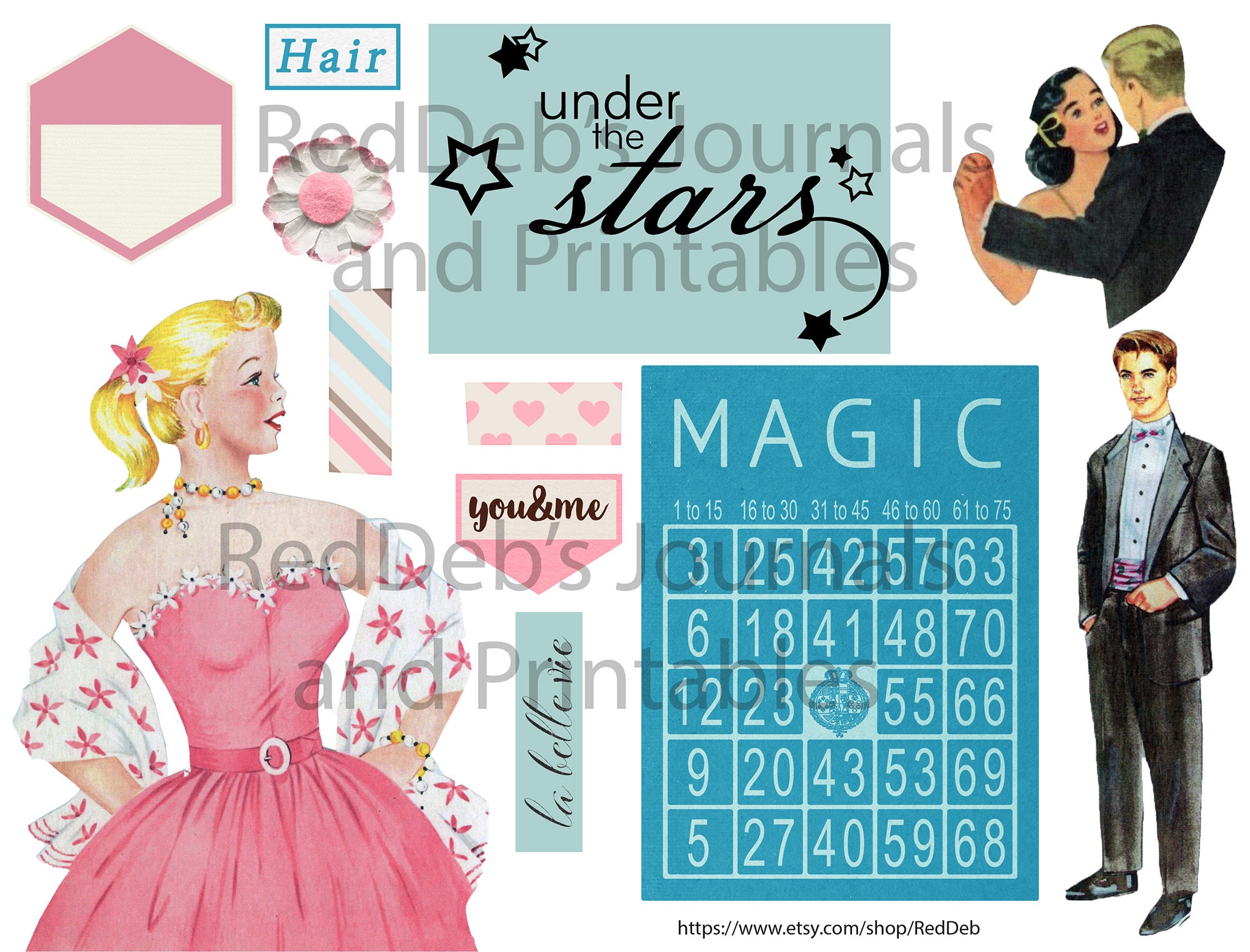 Retro Prom Junk Journal Kit: Vintage Collage Sheets (PDF & JPEG) - Etsy