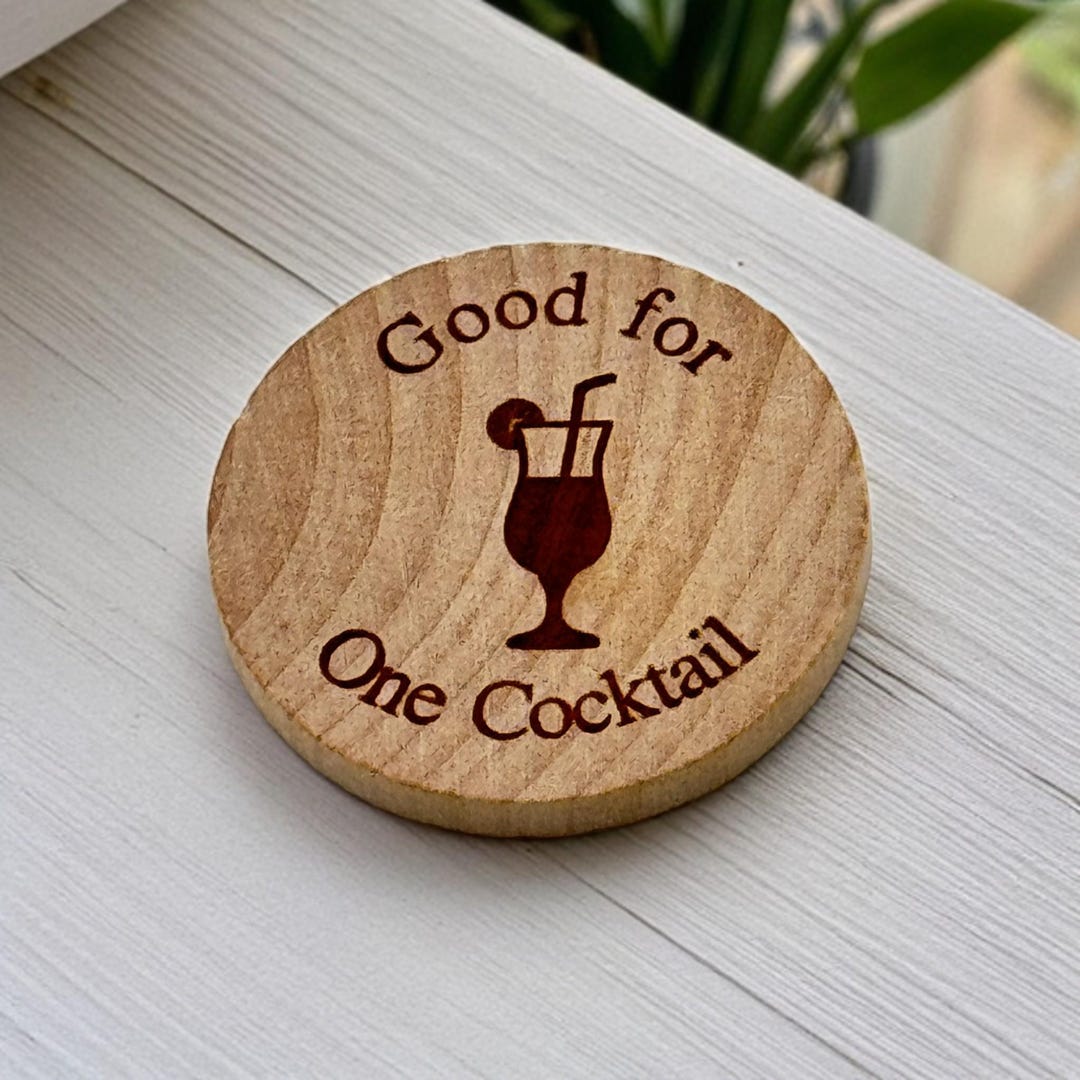 Engraved Bar Tokens – Wood Drink Tokens for Beer, Wine, or Cocktails ...