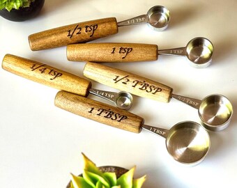 Long Handled Measuring Spoons wooden, Cherry Wood - Etsy