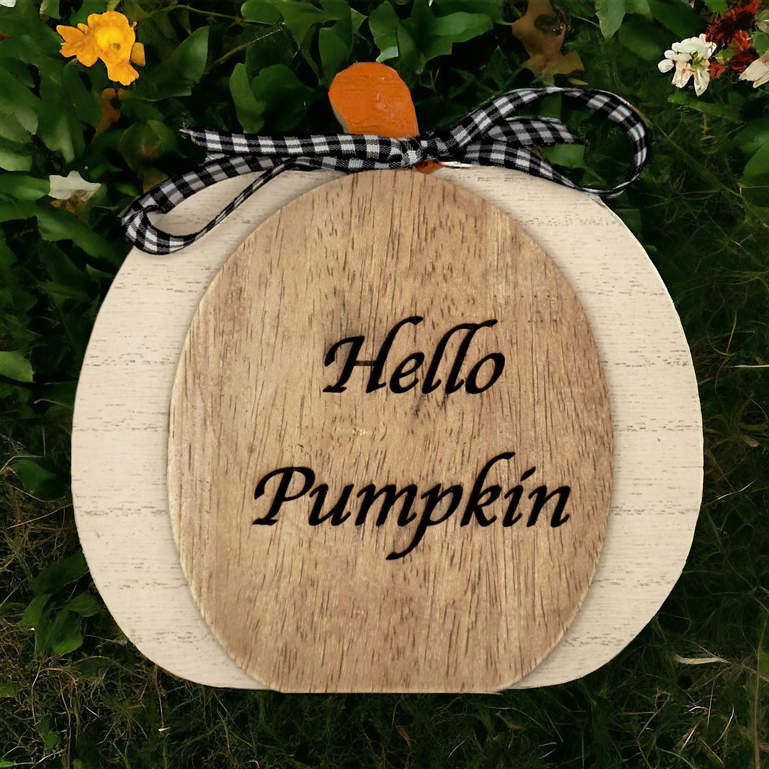 Fall Decor Hello Pumpkin Wooden Sign Rustic Pumpkin Fall Decoration ...
