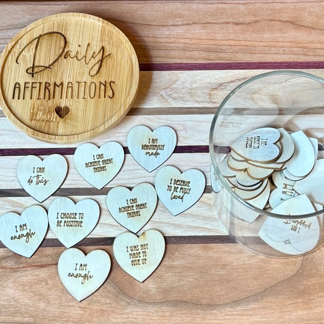 Self-love Affirmation Jar With 22 Motivating Words & Heart Tokens ...