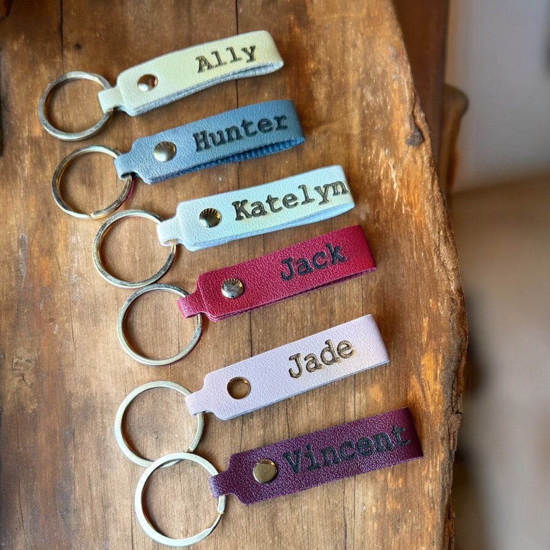 Custom Leather Key Chains Personalized Engraved With Names Customizable ...