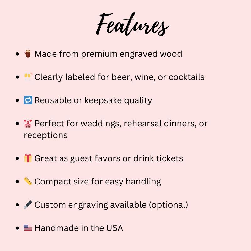 Engraved Bar Tokens – Wood Drink Tokens for Beer, Wine, or Cocktails ...