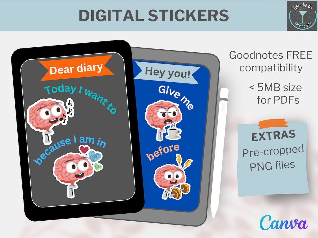 Brain Anatomy Digital Stickers, Pre-cropped Brain Digital Stickers ...