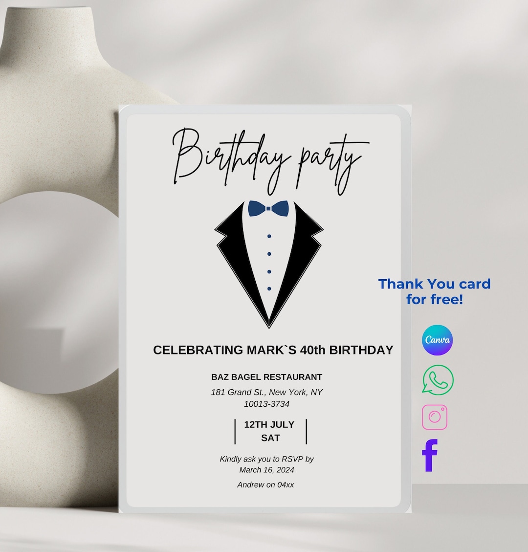 Editable Birthday Invitation Template | Digital Download | Canva ...