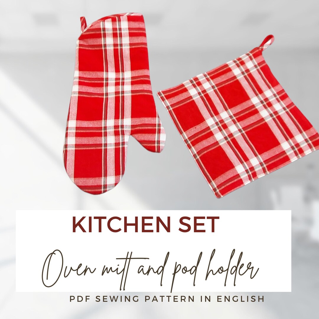 Oven Mitt & Pot Holder Sewing Pattern PDF - Easy DIY Quilted Kitchen ...