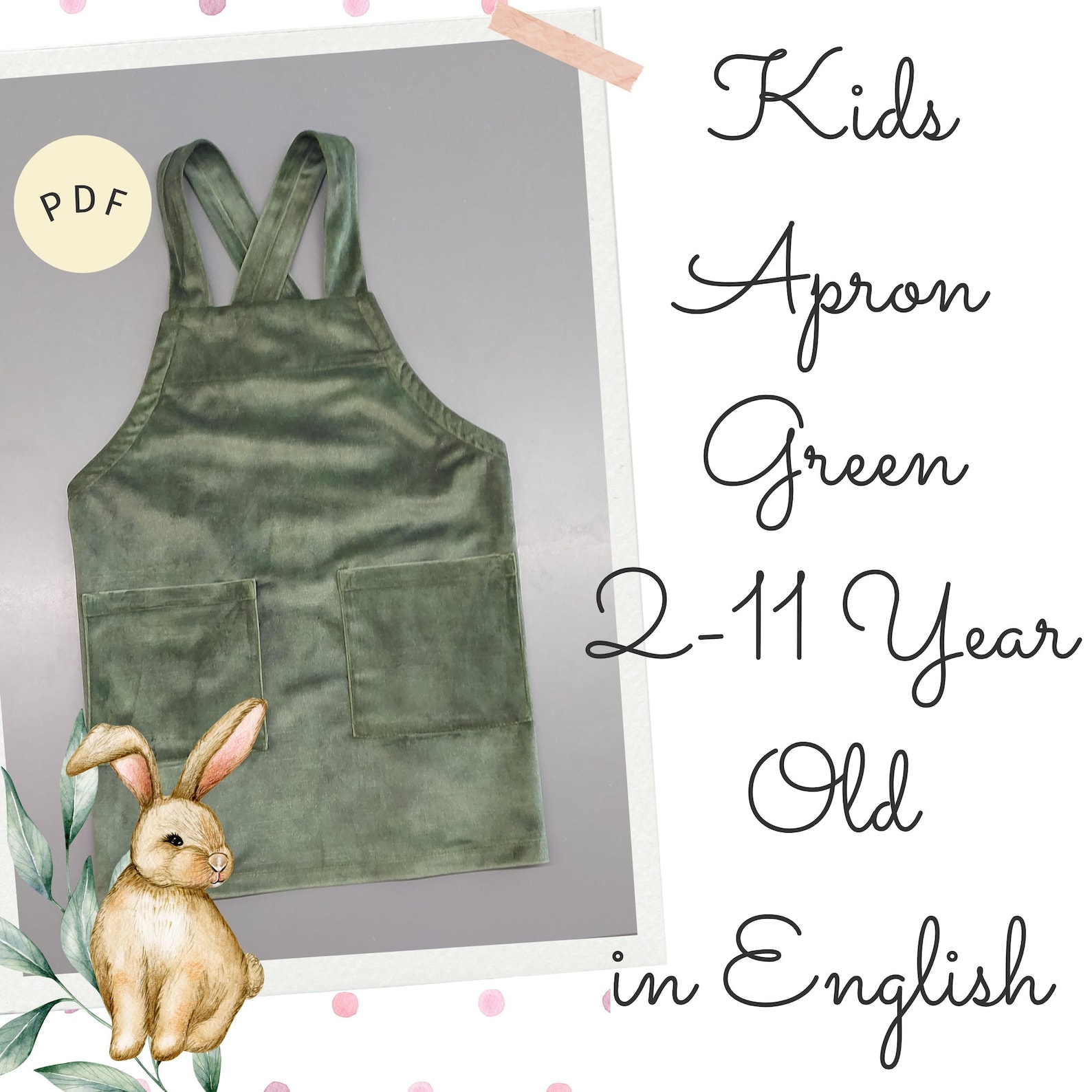 Kids Apron Sewing Pattern, DIY Apron PDF, 2-11 Years Apron Pattern ...