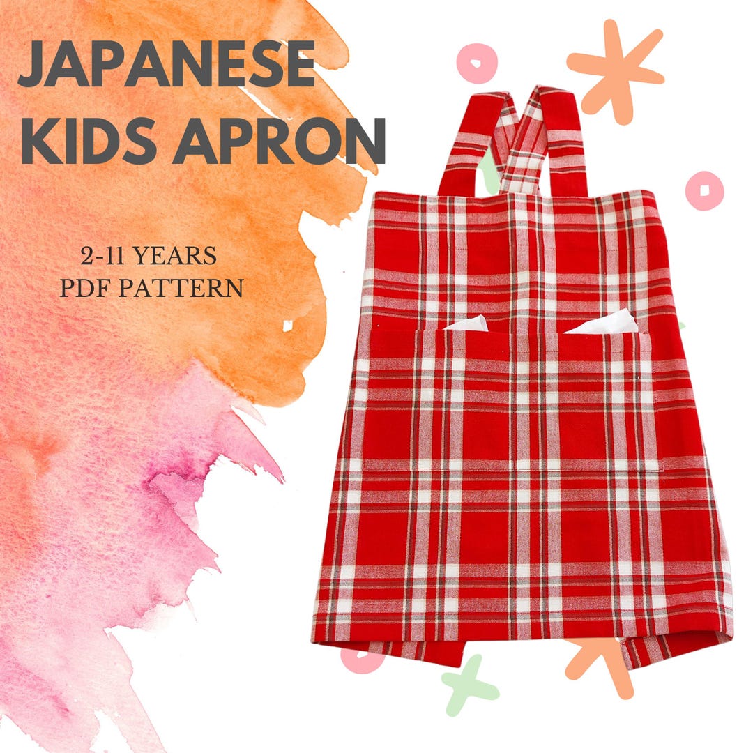 Japanese Kids Apron Sewing Pattern PDF - Easy DIY Apron Pattern for 2 ...