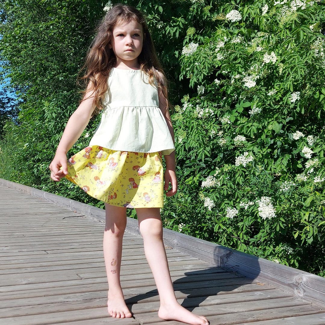 Easy PDF Sewing Pattern Bundle: IVY Ruffle Top and AMY Skirt for Girls ...