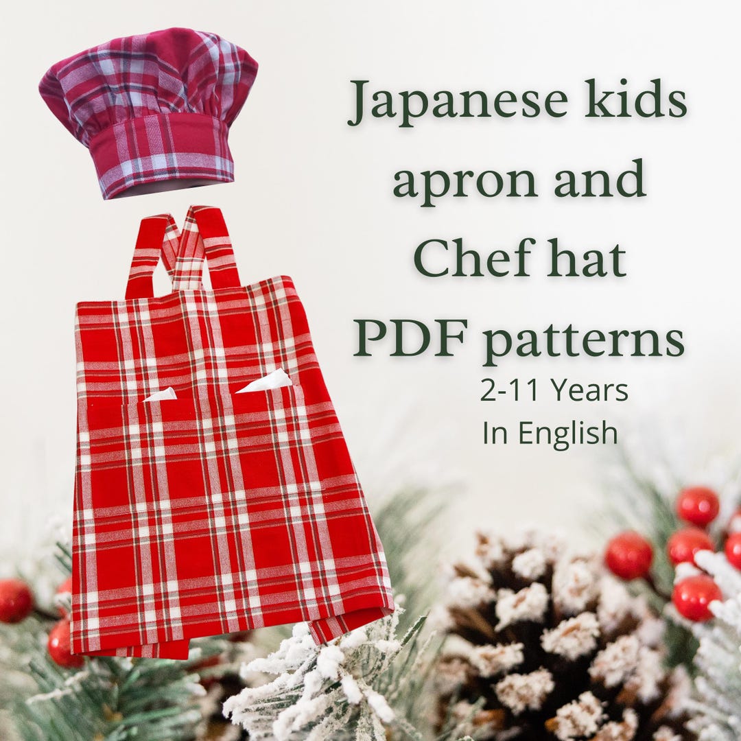 Japanese Kids Apron & Chef Hat Sewing Pattern PDF, DIY Apron and Hat ...