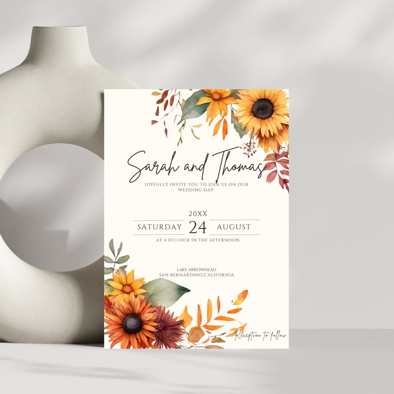 Fall Floral Wedding Invitation Set (digital Download) - Etsy
