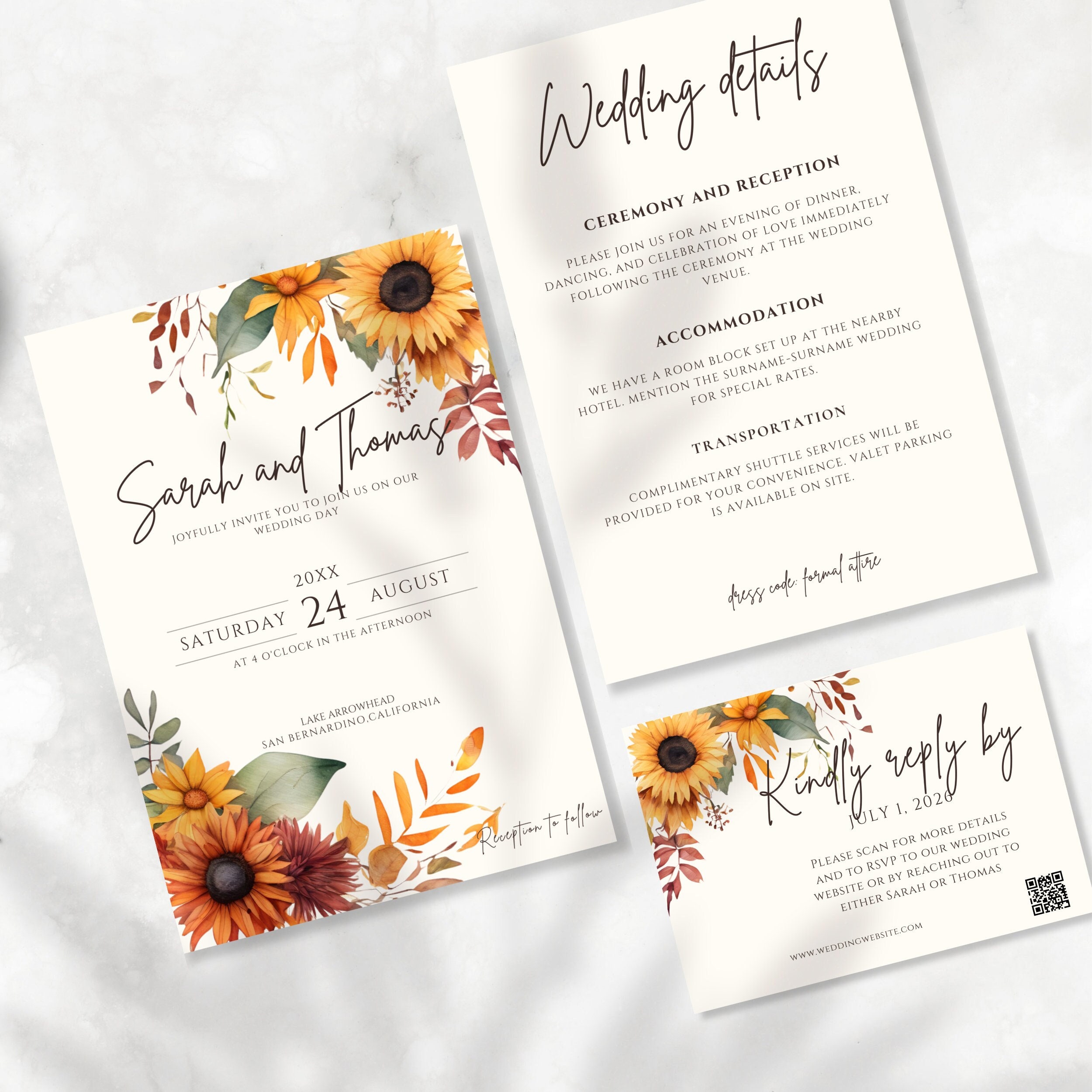 Fall Wedding Invitation Template Fall Rustic Wedding Invitation Fall ...