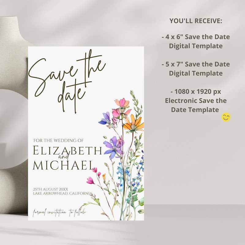 Floral Save the Date - Etsy