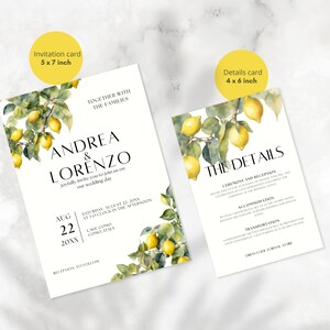 Citrus Wedding Invitation Lemon Invitation Template Lemon Wedding ...