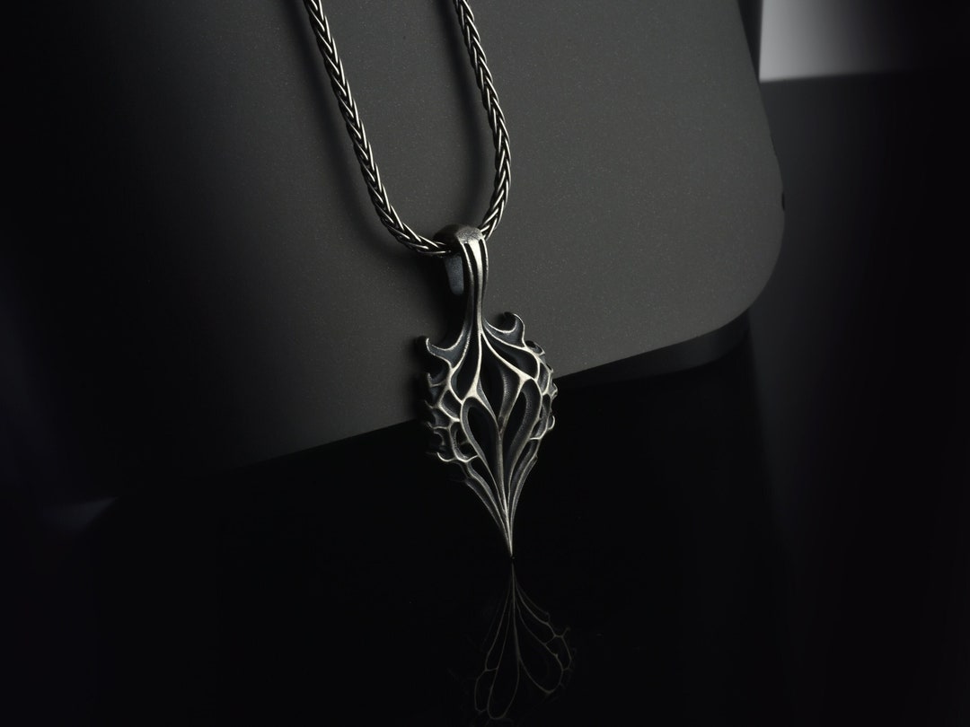 Futuristic Heart Pendant in Sterling Silver, Steampunk Love Necklace ...