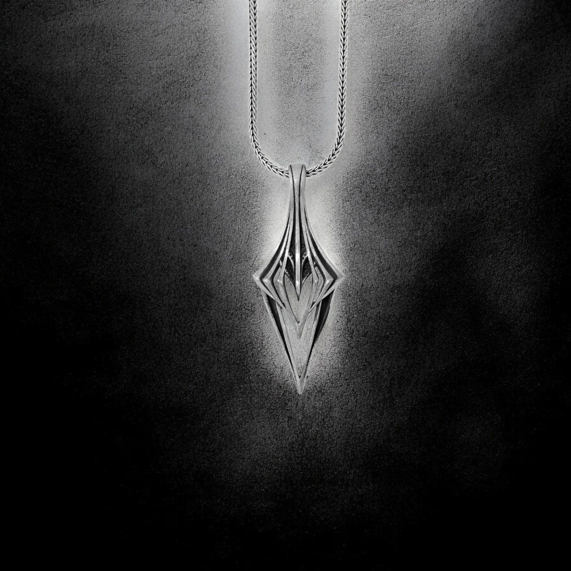 Sterling Silver Cyberpunk Pendant Necklace, Geometric Sci-fi Jewelry - Etsy