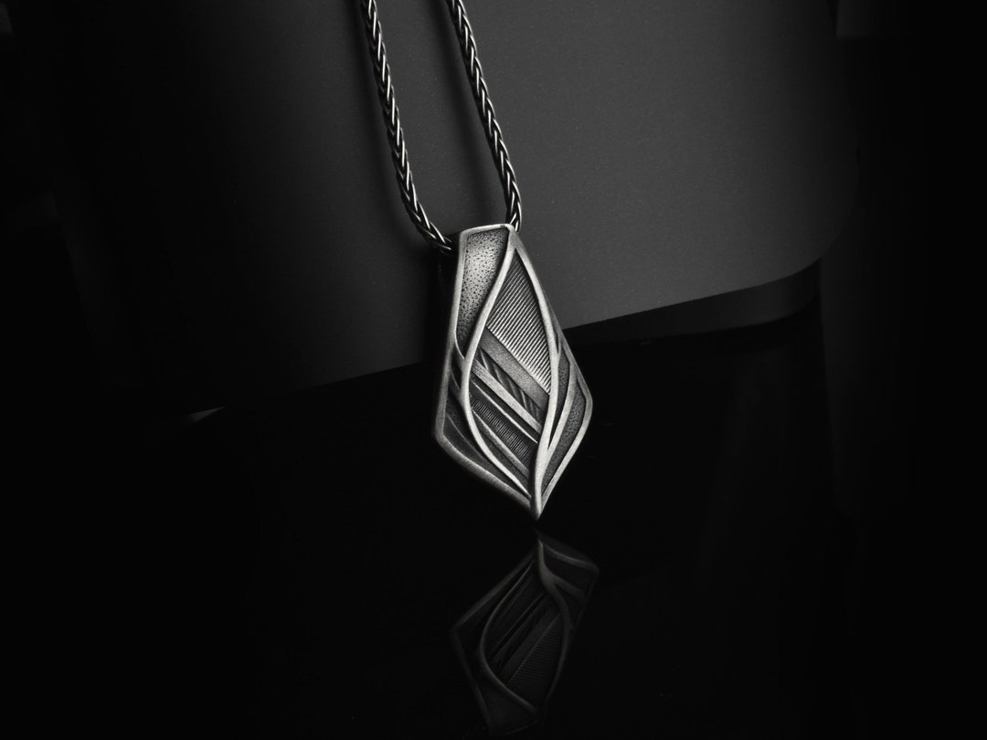 Modern Geometric Silver Pendant, Abstract Design Necklace, Sleek ...