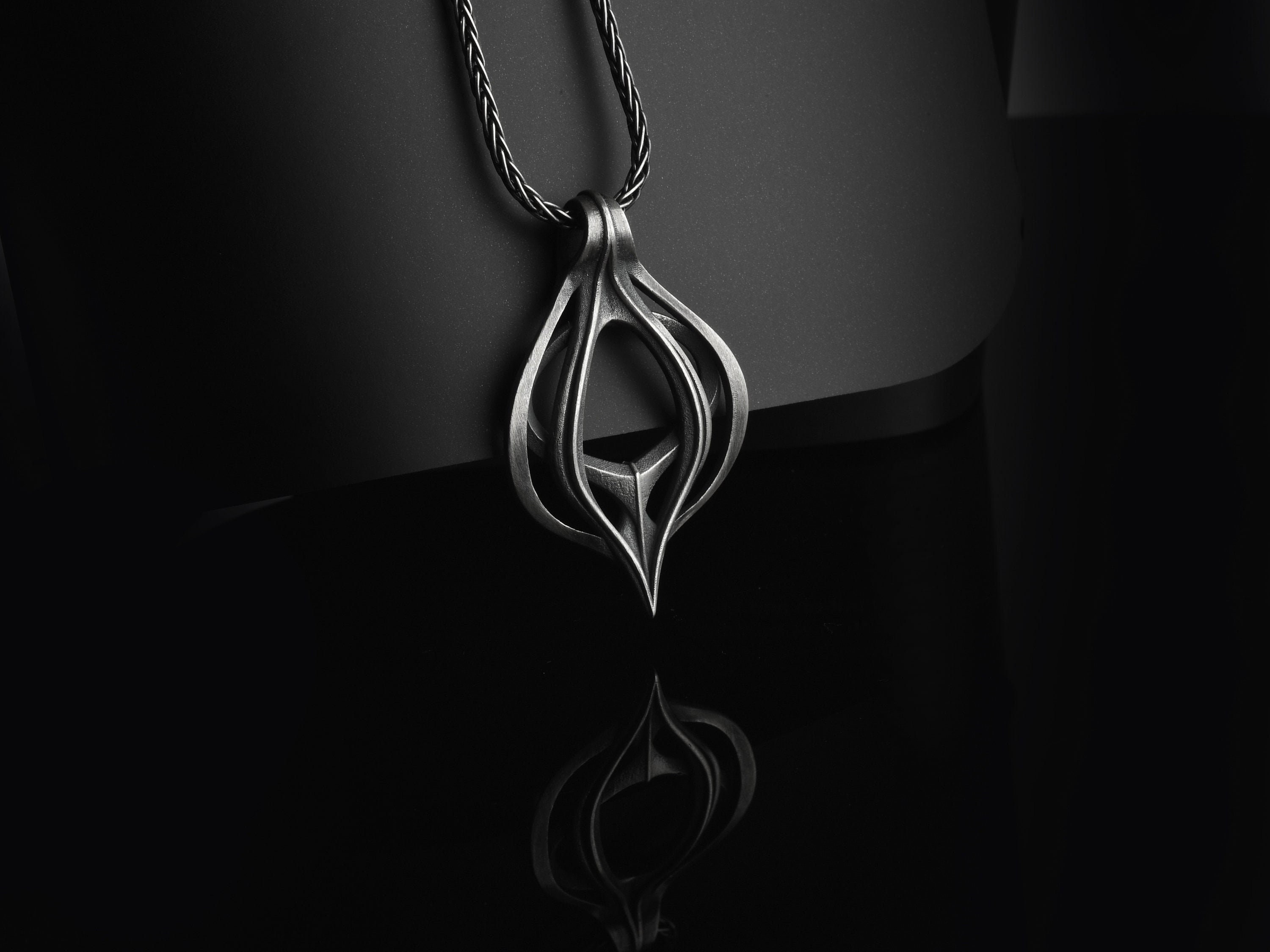 Elven-inspired Silver Flame Pendant Necklace With Twisted Cord - Etsy