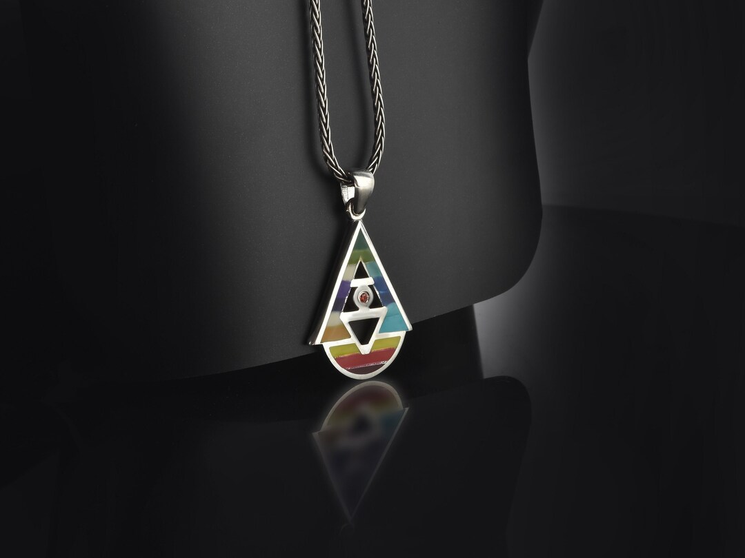 Sterling Silver Pride Triangle Pendant, Enamel Rainbow LGBTQ Necklace ...
