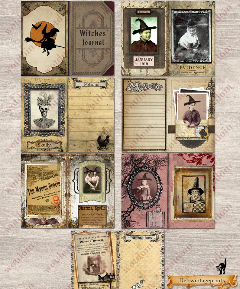 Witches Halloween Book of Shadows Journal Pages Spell Book Occult Wicca ...