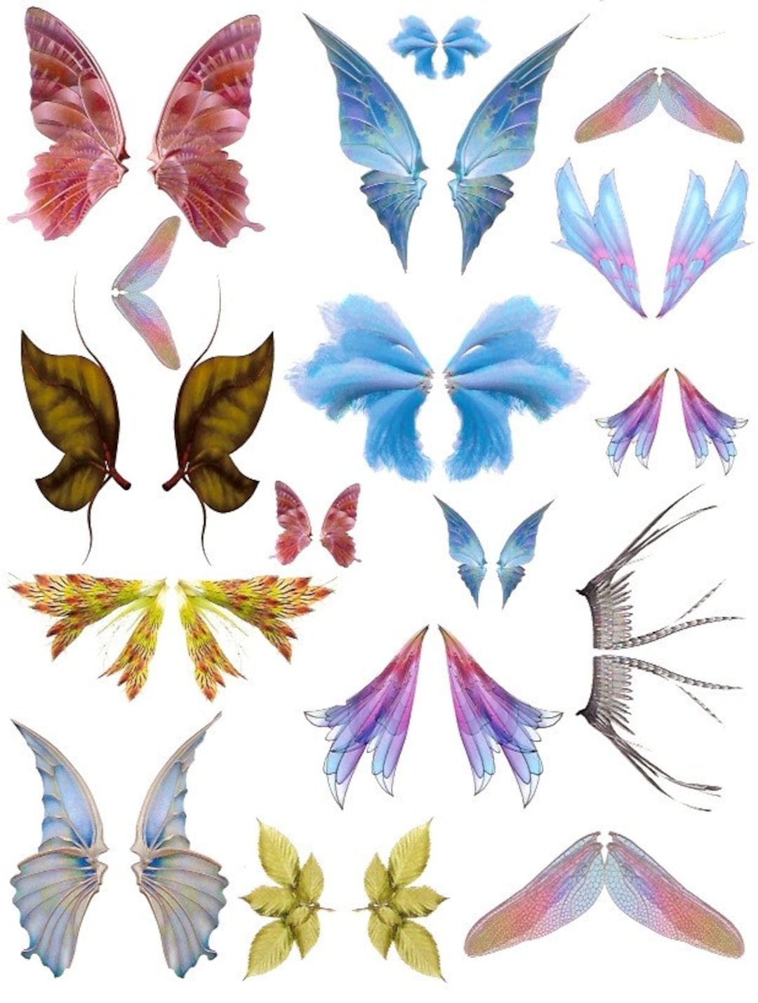 Butterfly Wings Dragon Fly or Fairy Wings Vibrant Pinks Blues Printable ... Butterfly Wings Dragon Fly or Fairy Wings Vibrant Pinks Blues Printable ...