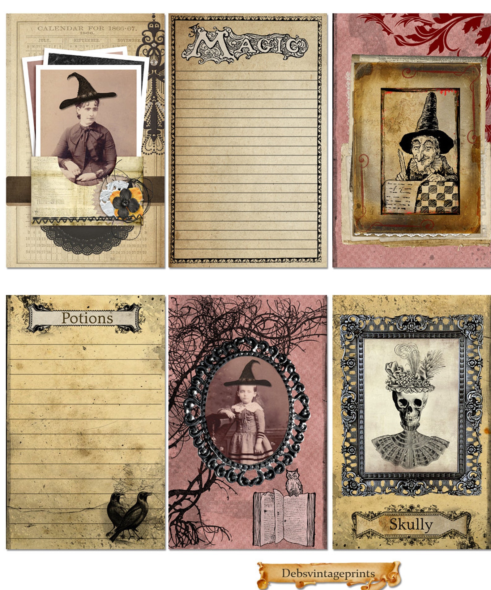 Witches Halloween Book of Shadows Journal Pages Spell Book Occult Wicca ...