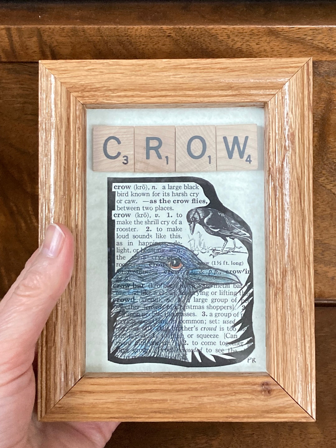 Collage Assemblage Framed Wall ART "crow Defined" OOAK Funky Vintage ...