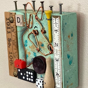 Found Object Assemblage ART "playing by the Rules" One of a Kind Unique ...