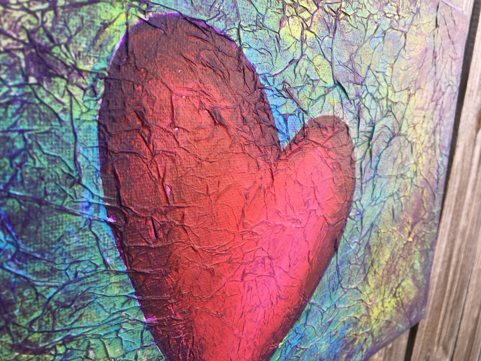 Original Acrylic Textured Heart Paintingmultifaceted Heart 9x12 Canvas ...