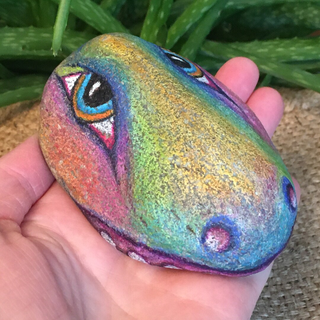 OOAK Monster Rock "chomp" One of a Kind Hand Painted Colored Pencil ...