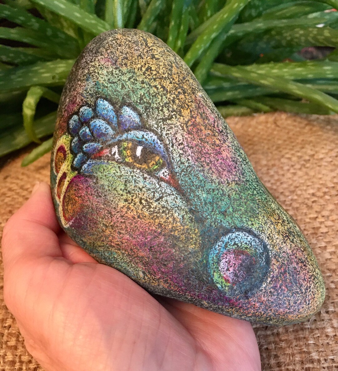 One of a Kind Original Monster Rock "hougen" OOAK Hand Painted Rock ...