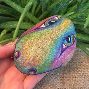 OOAK Monster Rock "chomp" One of a Kind Hand Painted Colored Pencil ...