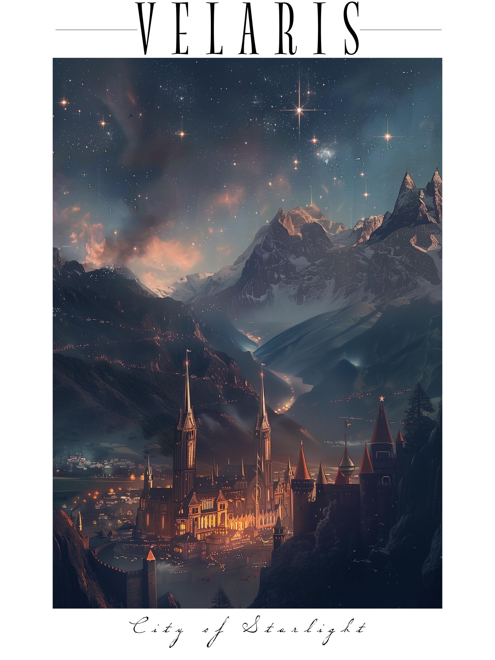 Velaris the City of Starlight Print | Velaris ACOTAR Print | Night ...
