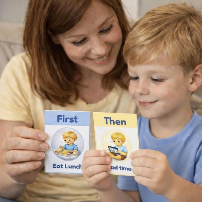 Autism First Then Cards | Visual Support | Routines and Transitions ...