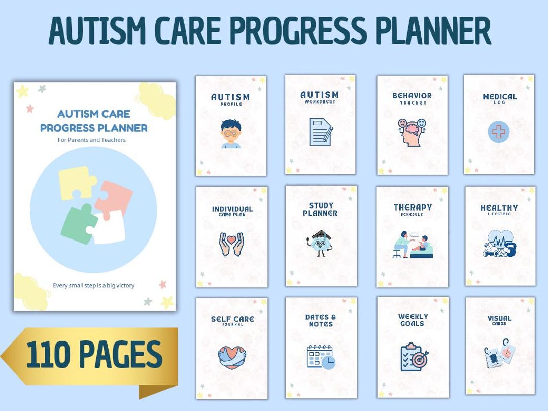 Autism Care Progress Planner With Visual Cards (printable & Digital) - Etsy