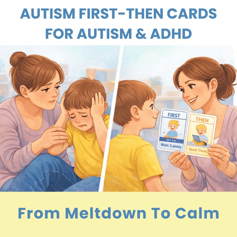 Autism First Then Cards | Visual Support | Routines and Transitions ...