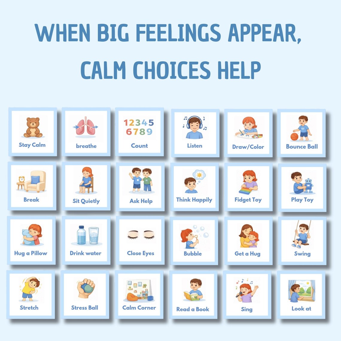 Calm Down Choice Cards – Autism Friendly - Etsy