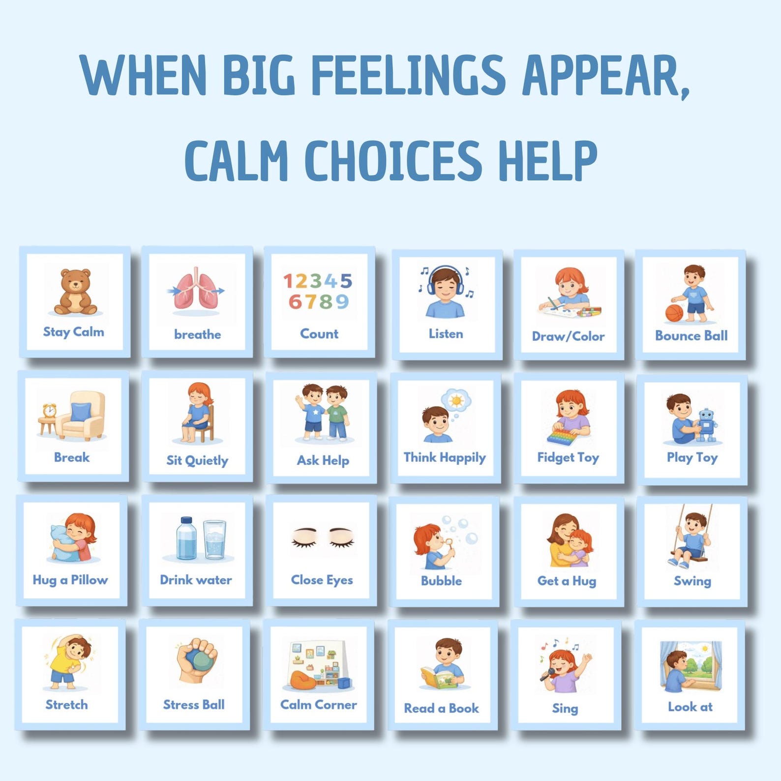 Calm Down Choice Cards – Autism Friendly - Etsy
