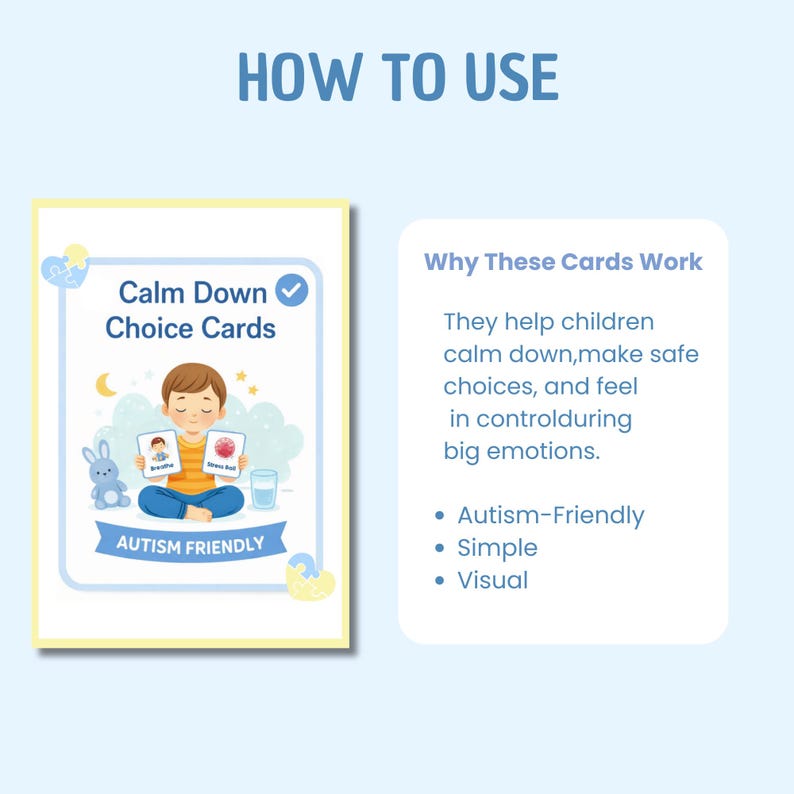 Calm Down Choice Cards – Autism Friendly - Etsy