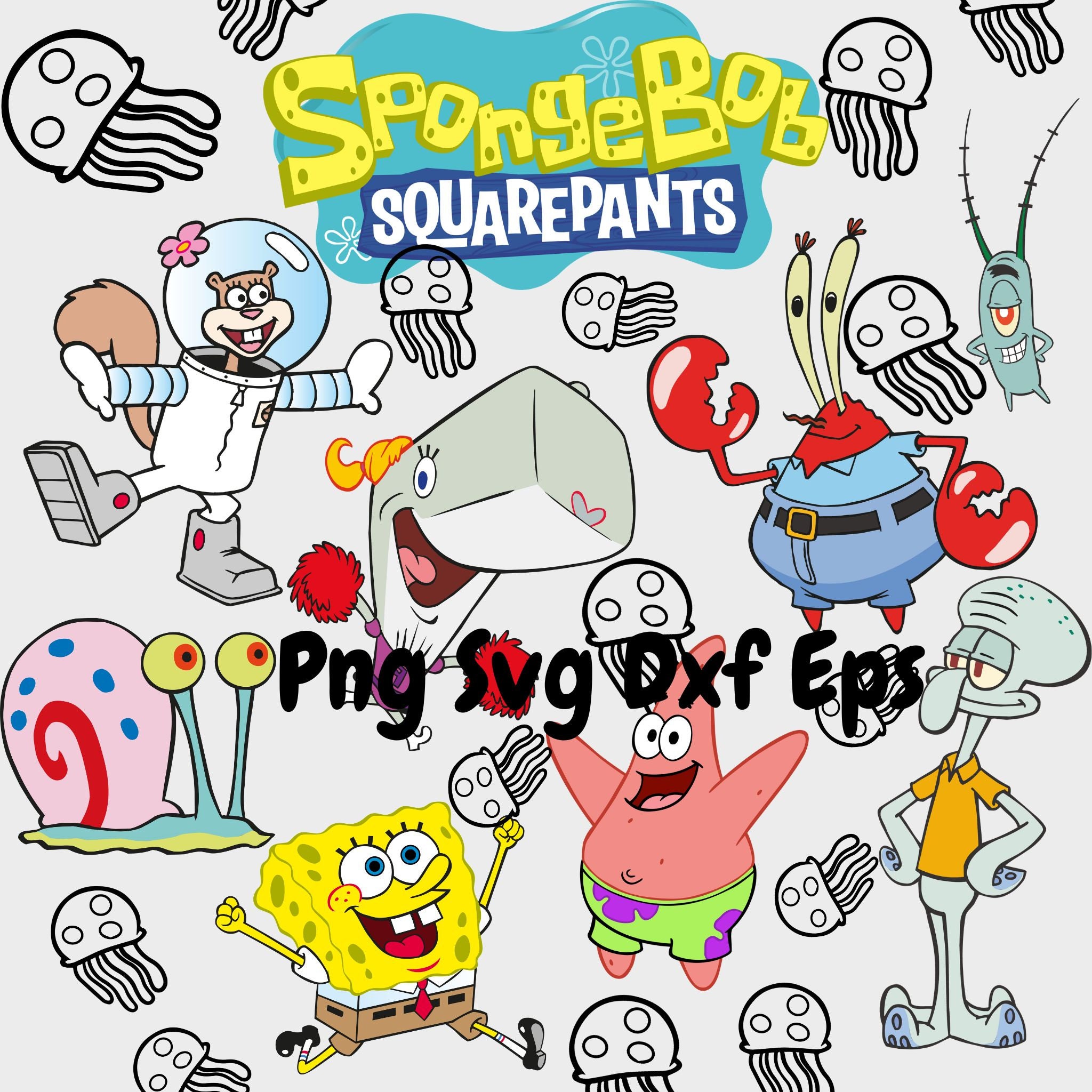 Spongebob SVG and PNG Fan Art Bundle,dxf,spongebob Layered Svg ...
