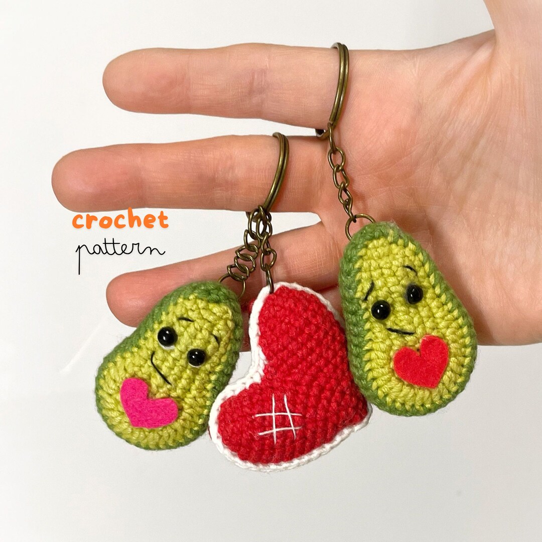 Keyring Avocado Crochet Pattern Keychain Amigurumi - Etsy