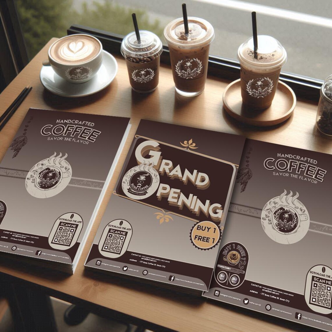 Editable Coffee Shop Canva Templates Bundle for Small Businesses: Logo ...