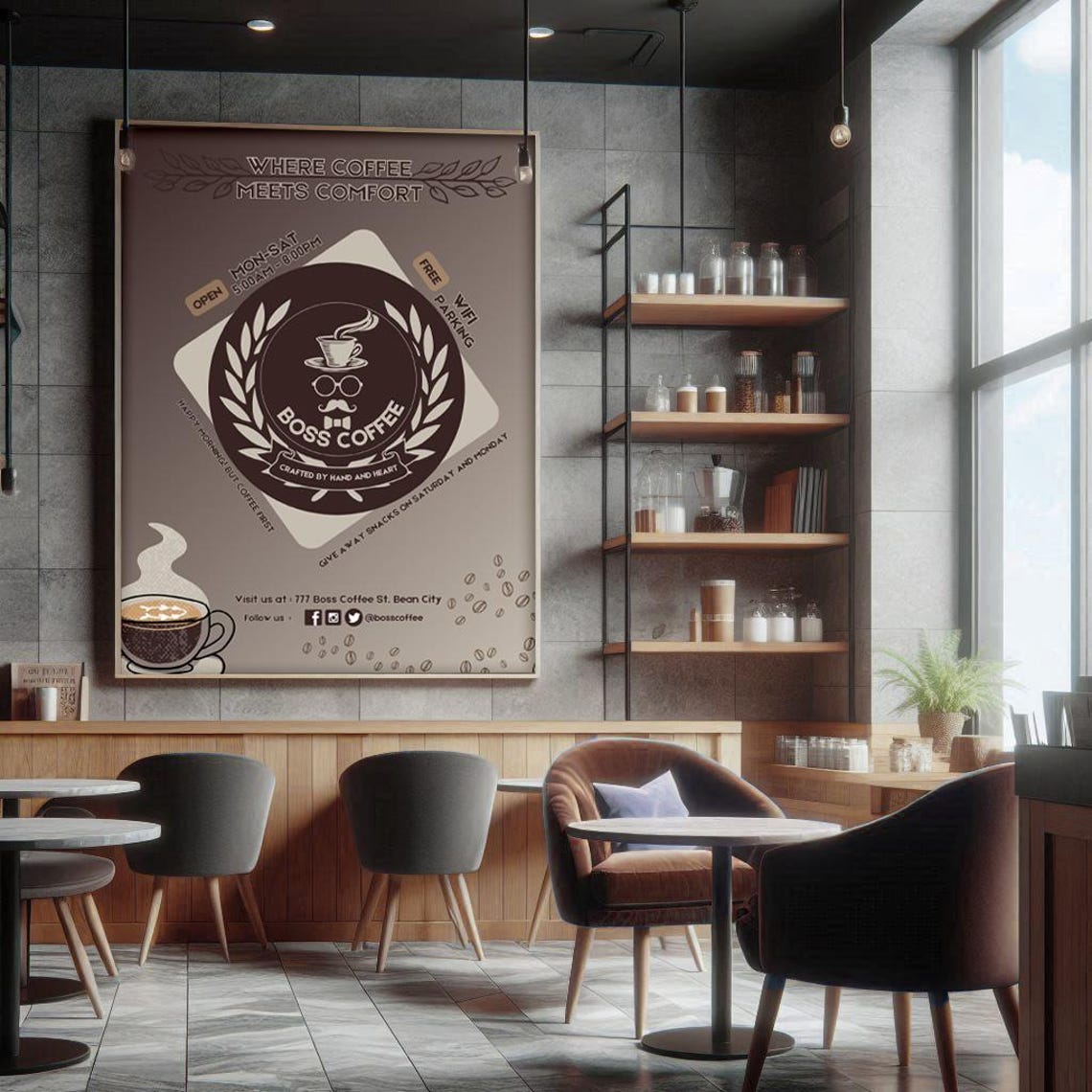 Editable Coffee Shop Canva Templates Bundle for Small Businesses: Logo ...