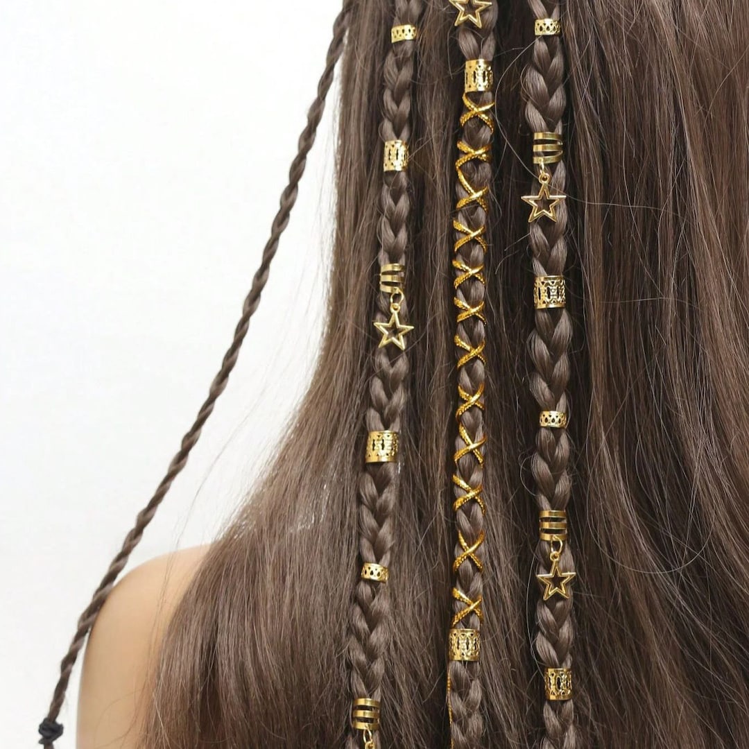 36pcs Star Decor Hair Ring Accessories, Beads Hair Braid Rings Clips ...