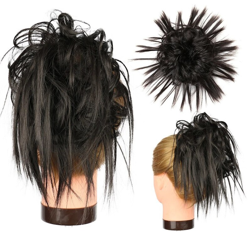Tocthe Synthetic Messy Bun Fake Hair Curly Donut Scrunchie Chignon Updo ...